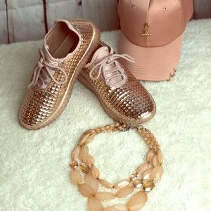 Shoes | 75 Sparkle Rose Gold Sneakers | Poshmark